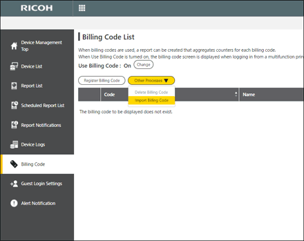 Importing a List of Billing Codes for Batch Registration | User Guide